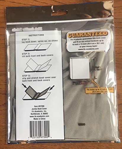 Jumbo Book Cover XXL ~Super Stretchy Premium Edition fits Books 10 x 15 (Gray)
