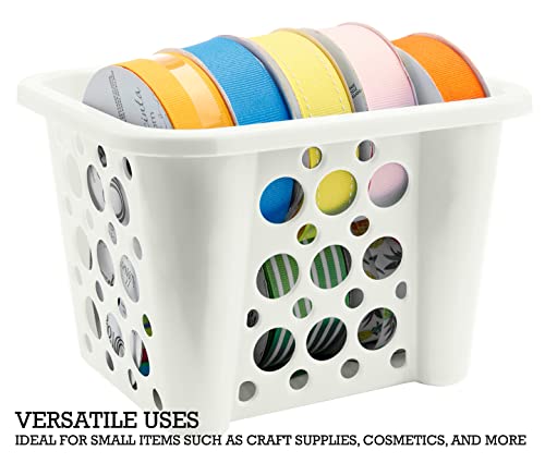 Organize Your Home Mini Stackable White Storage Containers with Open Tops, 4 Pack, Great Organizing Bins for Pantry, Closet, Bedroom, and all Storage, 7.6β x 6.7β x 5.3β