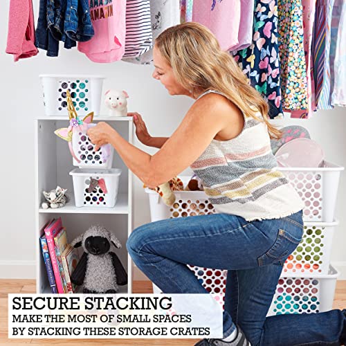 Organize Your Home Mini Stackable White Storage Containers with Open Tops, 4 Pack, Great Organizing Bins for Pantry, Closet, Bedroom, and all Storage, 7.6β x 6.7β x 5.3β