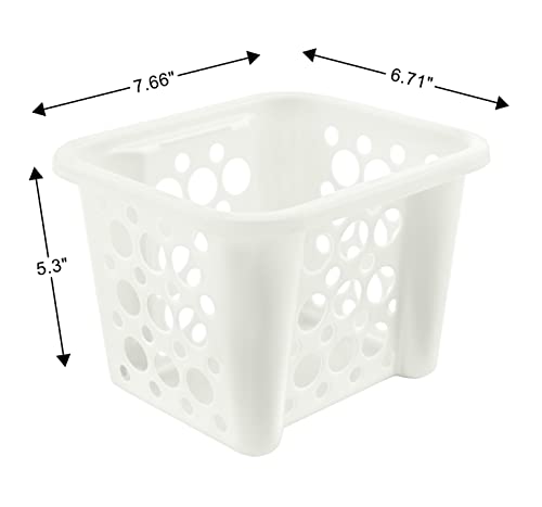 Organize Your Home Mini Stackable White Storage Containers with Open Tops, 4 Pack, Great Organizing Bins for Pantry, Closet, Bedroom, and all Storage, 7.6β x 6.7β x 5.3β