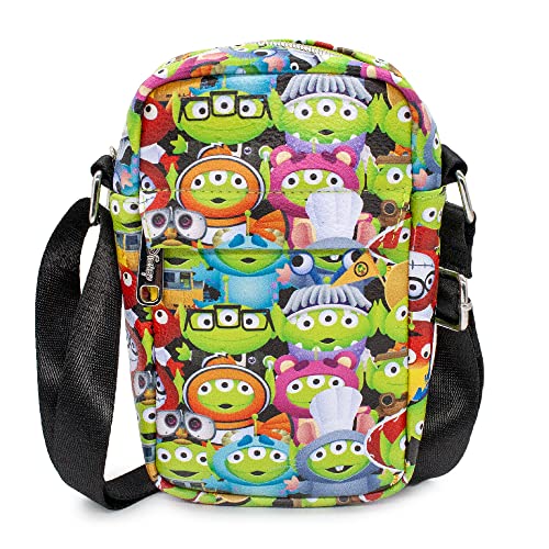 Buckle Down Disney Bag, Cross Body, Toy Story Aliens Character Cosplay Collage, Vegan Leather, Pixar Studios Collection
