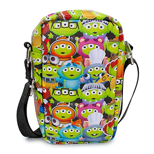 Buckle Down Disney Bag, Cross Body, Toy Story Aliens Character Cosplay Collage, Vegan Leather, Pixar Studios Collection
