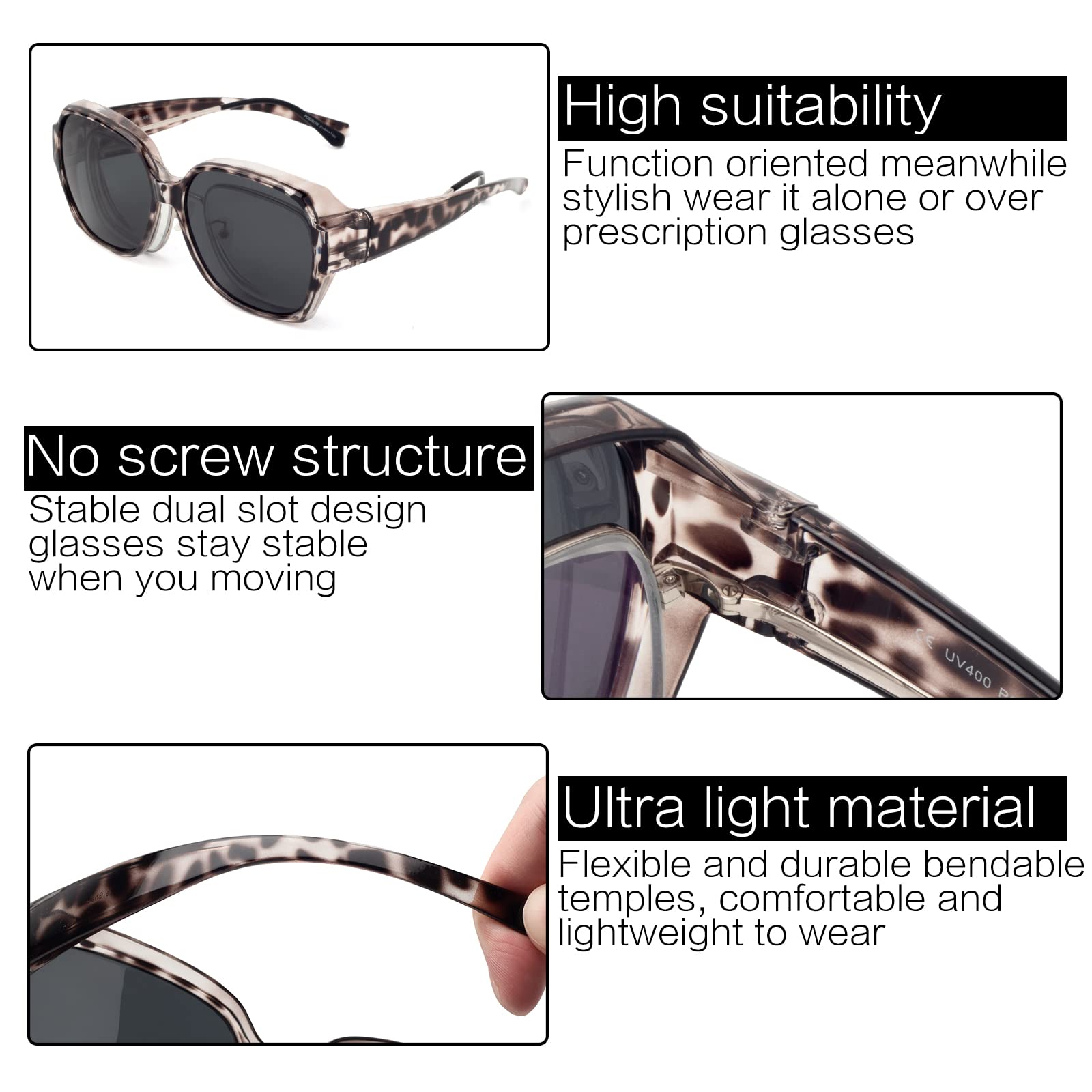 Face Shadow Over Glasses Sunglasses for Women Polarized UV Protection, Fit Over Prescription Glasses Sunglasses Lightweight