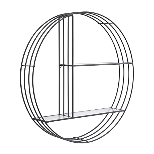 CosmoLiving by Cosmopolitan Metal Round 2 Shelves Wall Shelf, 32" x 6" x 32", Black
