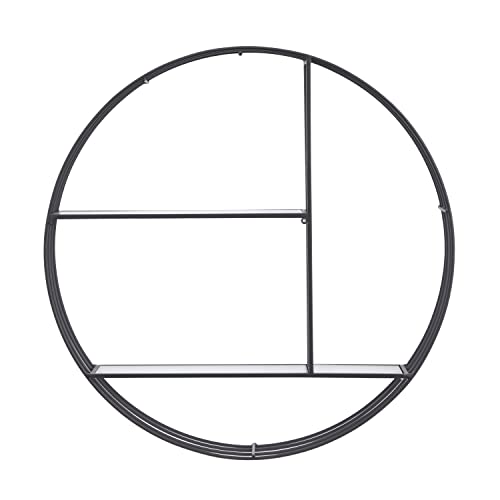 CosmoLiving by Cosmopolitan Metal Round 2 Shelves Wall Shelf, 32" x 6" x 32", Black