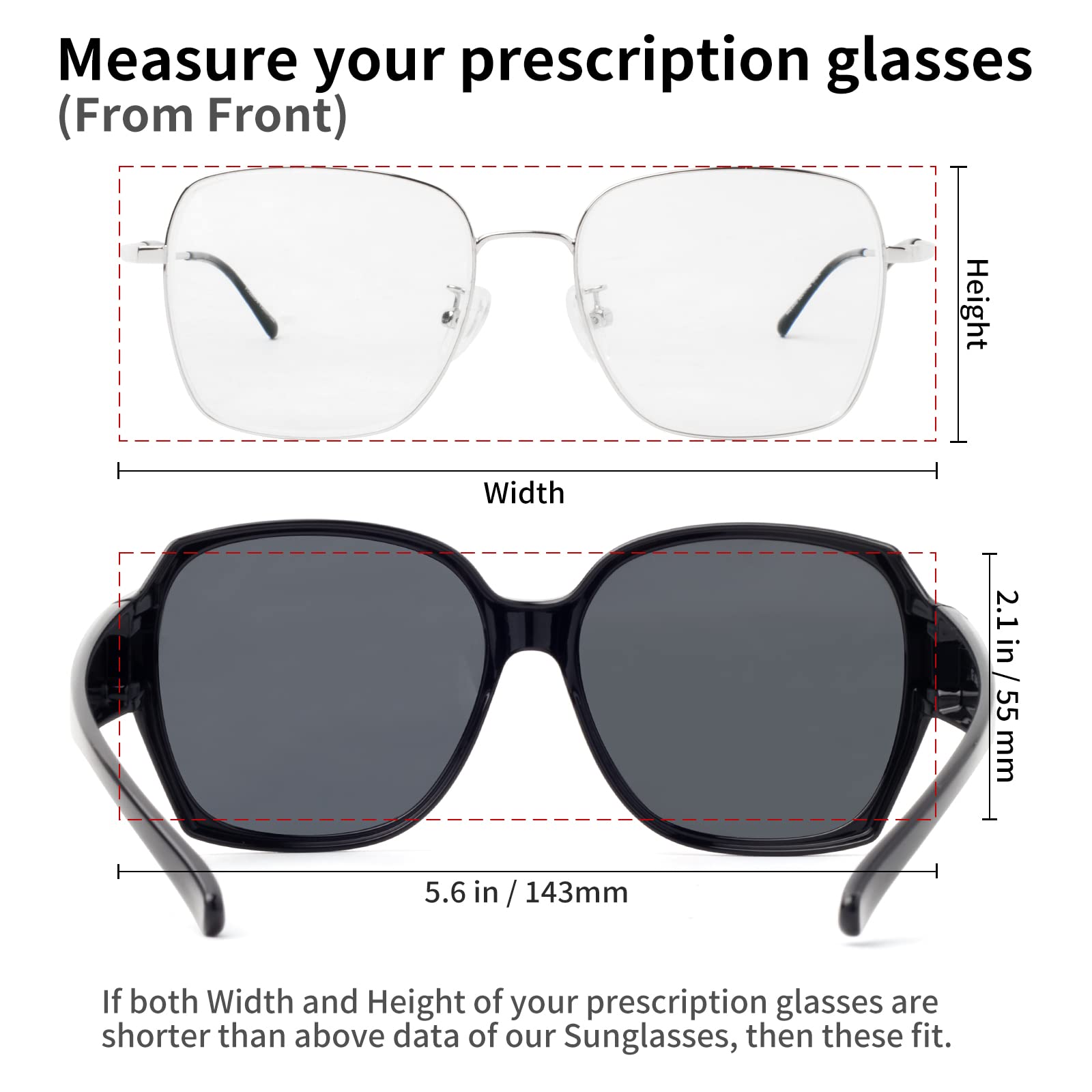 Face Shadow Over Glasses Sunglasses for Women Polarized UV Protection, Fit Over Prescription Glasses Sunglasses Lightweight