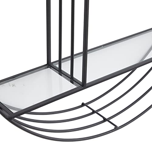 CosmoLiving by Cosmopolitan Metal Round 2 Shelves Wall Shelf, 32" x 6" x 32", Black