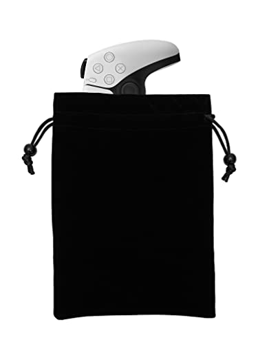 EFENDIZ Drawstring Pouch, Black Velvet Bag 7.6 x 10.6 Inches, Red Velvet Lining Inside, Pouch for Organizing and Storage at Home or When Traveling