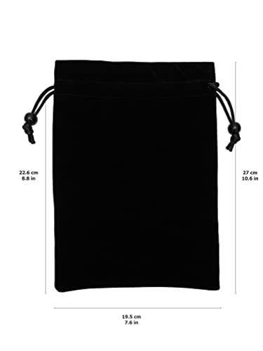 EFENDIZ Drawstring Pouch, Black Velvet Bag 7.6 x 10.6 Inches, Red Velvet Lining Inside, Pouch for Organizing and Storage at Home or When Traveling