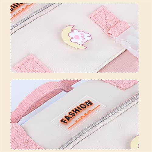 JELLYEA Kawaii Backpack Cute Tote Bag Girl School Crossbody Shoulder Bag with Kawaii Accessories Multi Purpose (Deep Pink)