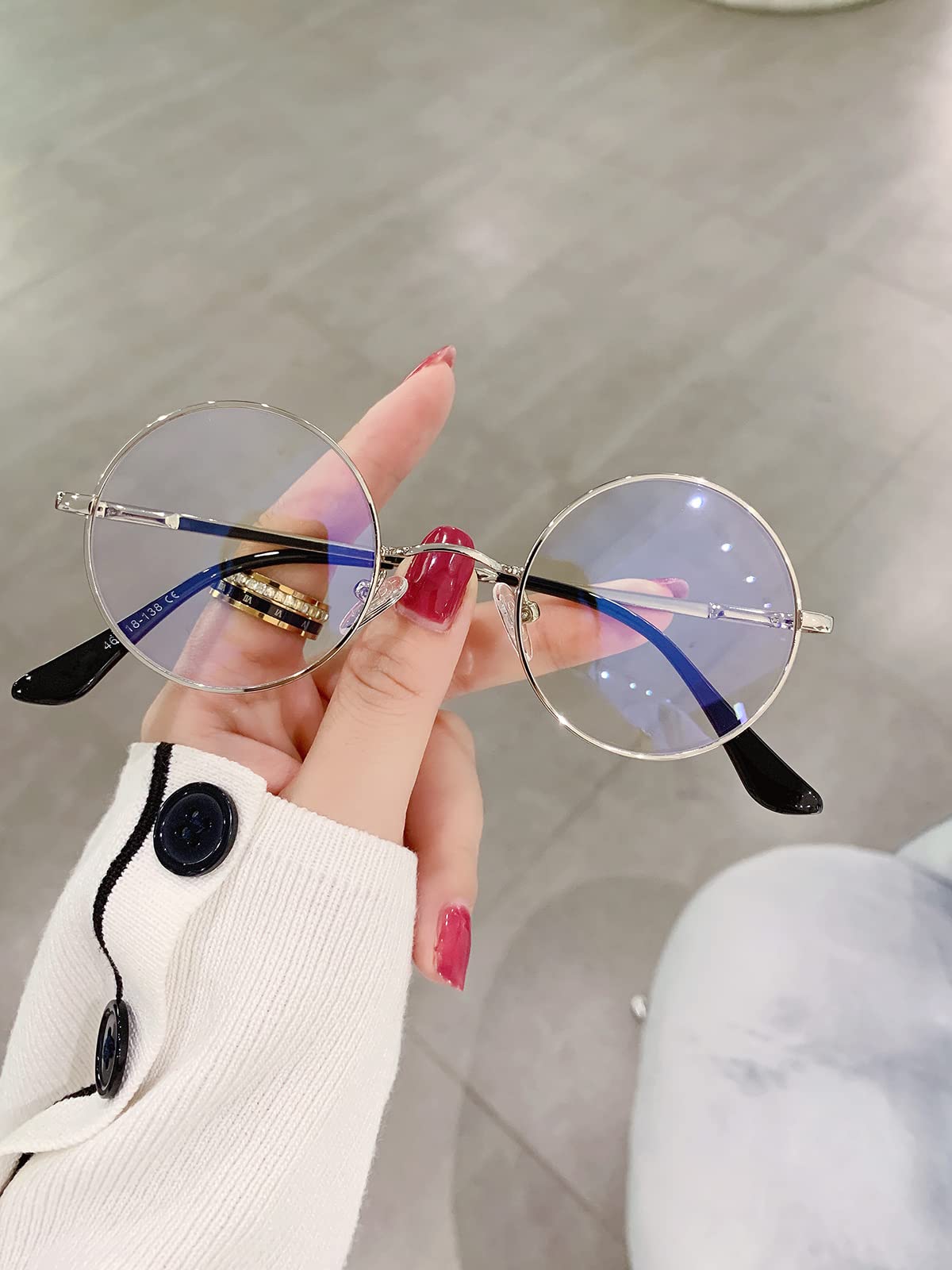 JOVAKIT Retro Round Blue Light Blocking Glasses for Women Men Circle Clear Lens Glasses Non-prescription Metal Frame Eyewear (Silver)