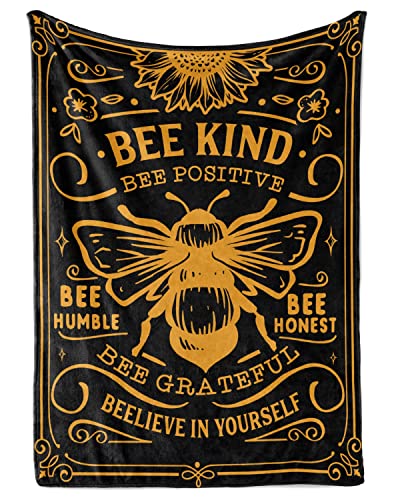 InnoBeta Bee Blanket, Bee Gifts for Women Men, Blanket with Bees and Sunflowers, Flannel Throw Blanket, Bee Themed Gifts for Bee Lovers, Bee Gift Idea for Birthday, Christmas, 50"x 65"