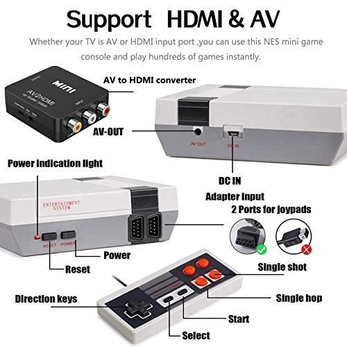 Classic Mini Retro Game Console,Game System Built-in 620 Video Games And 2 Controllers,8-Bit Av and HDMI HD Output,Classic Rerto Toys Gifts for Kids.