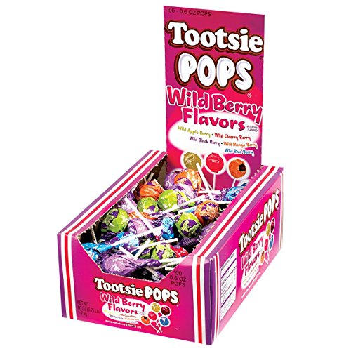 Tootsie Pops Assorted Wild Berry Flavors with Chocolatey Center, 3.75 Pound, 100 Count (Pack of 1), Peanut Free, Gluten Free