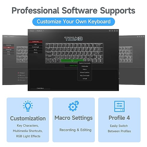 DIERYA T63 60% Wireless Mechanical Gaming Keyboard, Bluetooth/2.4G/Wired RGB Backlit Ultra-Compact 63 Keys Keyboard for PC/Mac Gamer, Typist, Traveler with Blue Switch-Black