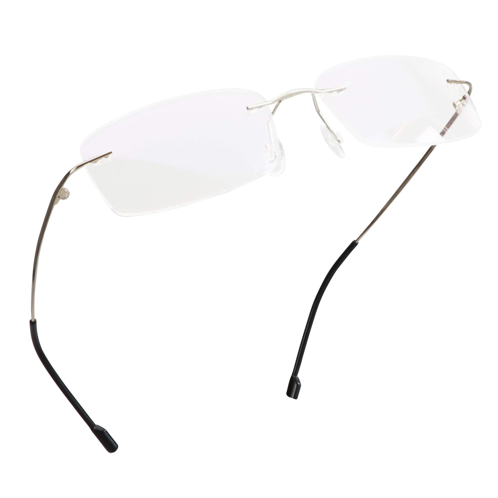LifeArt Blue Light Blocking Computer Reading Glasses, Men’s and Women’s Rimless Frame, Anti Eyestrain, +0.00 Magnification