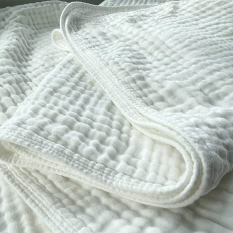 Breathable Adult Muslin “Swaddle” Blanket, 100% Cotton, “90” x 90” Inches, Queen One-Size, Hot Sleeper, Naturally Cooling, Soft Gauze Sheet, Sleeping & Throw (2 Layer Muslin, Natural White)