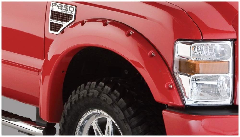 Bushwacker Pocket/Rivet Style Front Fender Flares | 2-Piece Set, Black, Smooth Finish | 20055-02 | Fits 2008-2010 Ford F-250/F-350 Styleside Super Duty