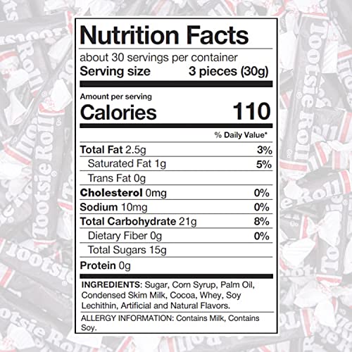 Tootsie Rolls Long Bulk Tootsie Roll Juniors Individually Wrapped Chewy Taffy Candy - 2 Pounds