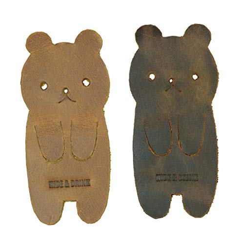 Hide & Drink, Leather Cute Teddy Bear Bookmark (2 Pack), Bookworm Gifts, Book Lover Accessories, Handmade Includes 101 Year Warranty :: Multicolor Earth