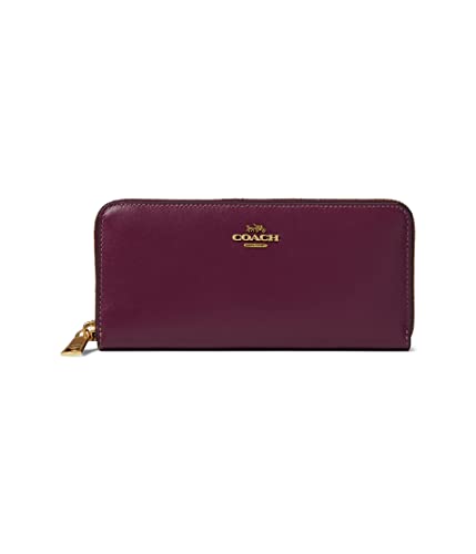 COACH Smooth Leather Slim Accordion Zip Deep Berry One Size
