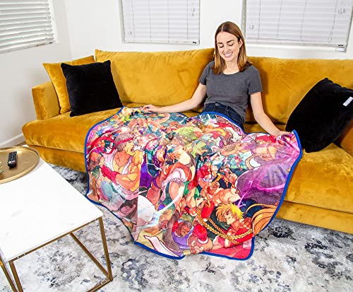 Street Fighter Fleece Throw Blanket | Plush Soft Polyester Cover For Sofa and Bed, Cozy Home Decor, Luxury Room Essentials | Capcom Video Game Gifts For Adults and Kids | 45 x 60 Inches
