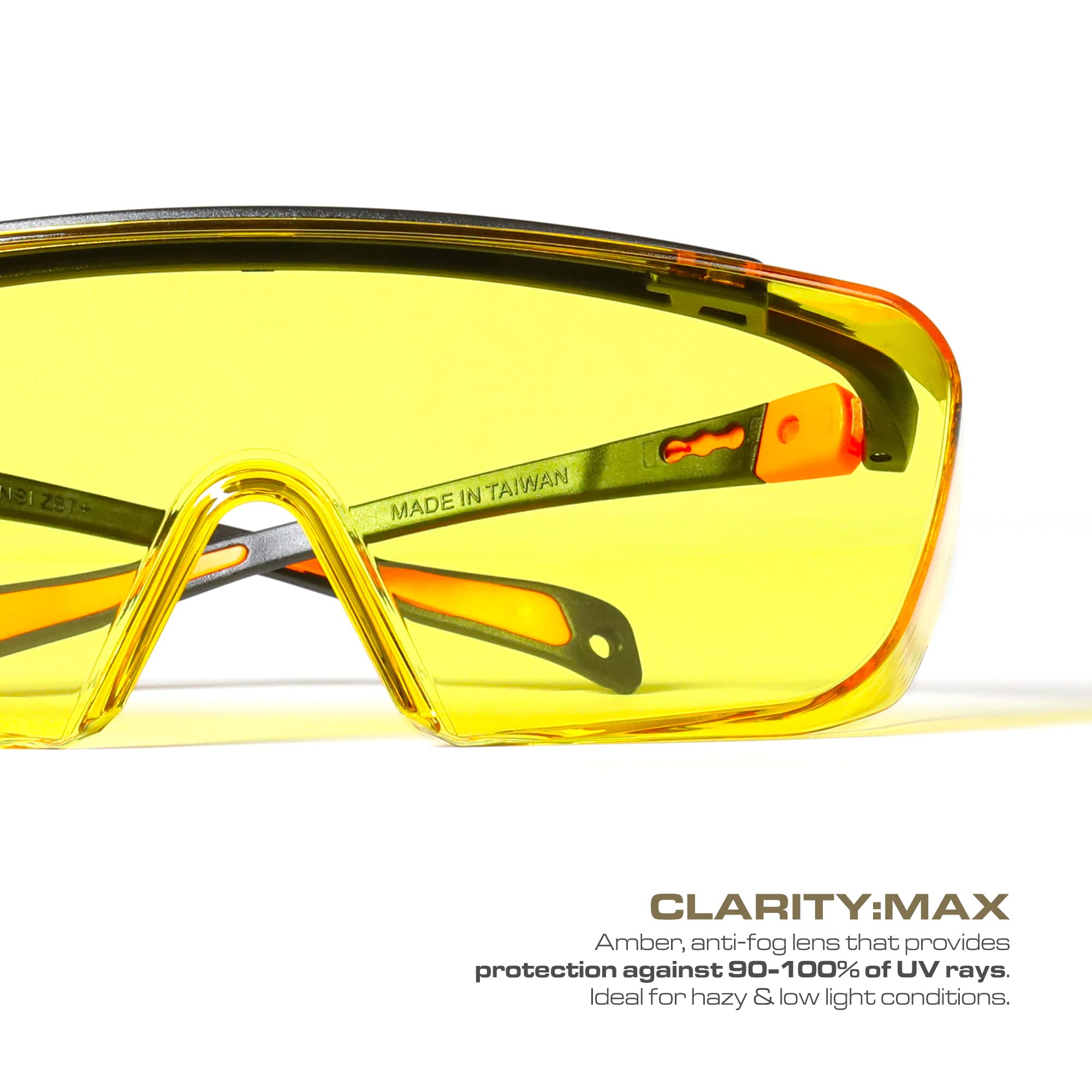 Optic Max Safety Glasses That Fit Over Your Prescription Eyewear. Anti- Fog & Scratch Wraparound Lenses, Adjustable Arms