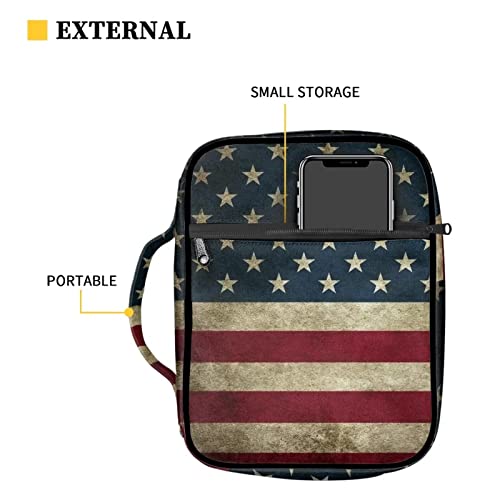 GLENLCWE Retro Style Boho Aztec Bible Bag Bible Cover for Women and Men Bible Bag with Pocket Durable Zipper Bible Holder Bag Carrying Case Portable