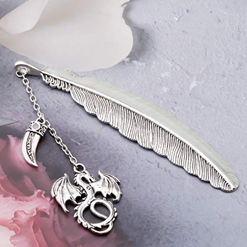 KUIYAI Glow in The Dark Luminous Bookmark Book Marker Creative Feather Book Lover Gift Reading Gifts (Dragon 2)