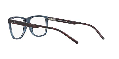 A|X ARMANI EXCHANGE Men's AX3048F Low Bridge Fit Rectangular Prescription Eyeglass Frames, Transparent Blue Dress/Demo Lens, 56 mm