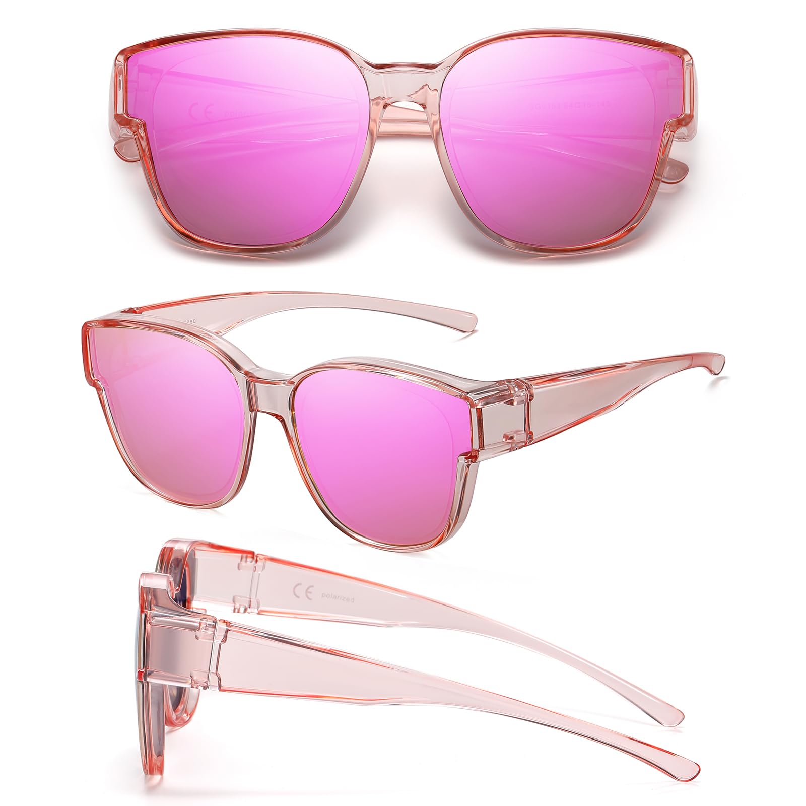 GEGURI Polarized Sunglasses Fit Over Glasses for Men Women, Oversized Square Sun Glasses UV400 Protection Shades