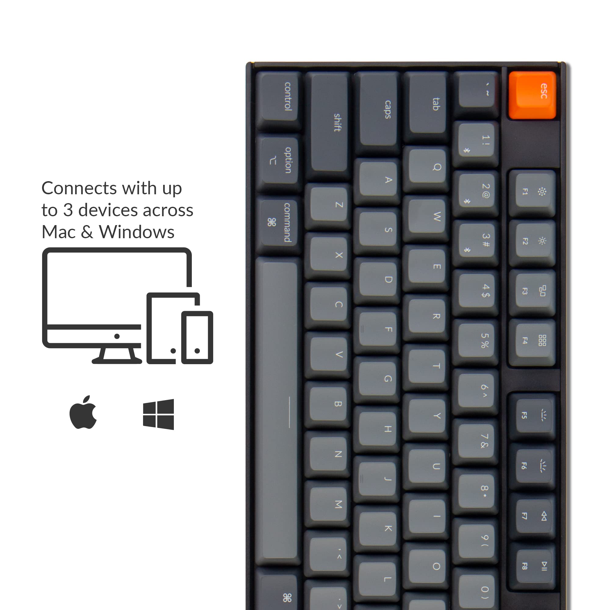 Keychron K10 Full Size 104 Keys Bluetooth Wireless Mechanical Gaming Keyboard for Mac Windows with Gateron G Pro Red Switch, Multitasking/White LED Backlight/USB C Wired Computer Keyboard
