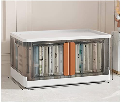 NA Storage Box Simple Installation-Free Wardrobe Sorting Box for Collection Transparent Folding Plastic, Off-white, 95L