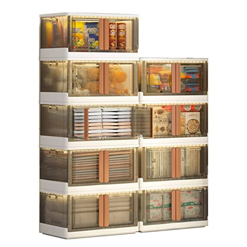 NA Storage Box Simple Installation-Free Wardrobe Sorting Box for Collection Transparent Folding Plastic, Off-white, 95L