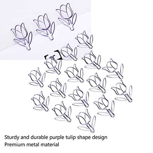 Cute Paper Clips, 50Pcs Tulip Paper Clips Flower Shape Paper Clips Funny Cute Paperclips Bookmarks Planner Clips Fun Paper Clips for Notebook Bookmark