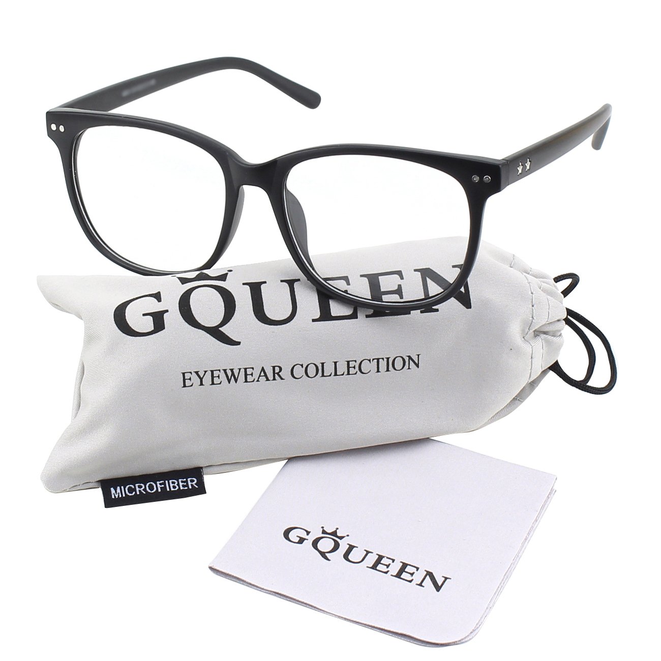 GQUEEN Fake Glasses Oversized Non Prescription Glasses Clear Lens Glasses for Women Men Eyeglasses Matte Black, 201581