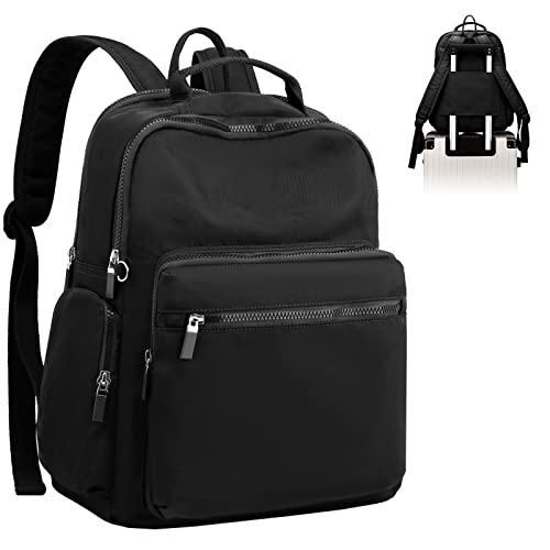 VAYEAH Medium Nylon Backpack for Women Lightweight Small Backpack Purse Travel Daypack (Black)