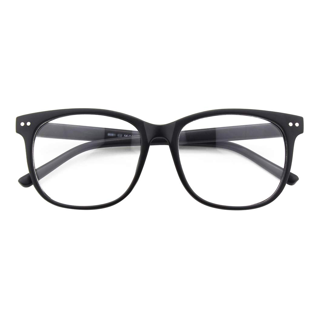 GQUEEN Fake Glasses Oversized Non Prescription Glasses Clear Lens Glasses for Women Men Eyeglasses Matte Black, 201581