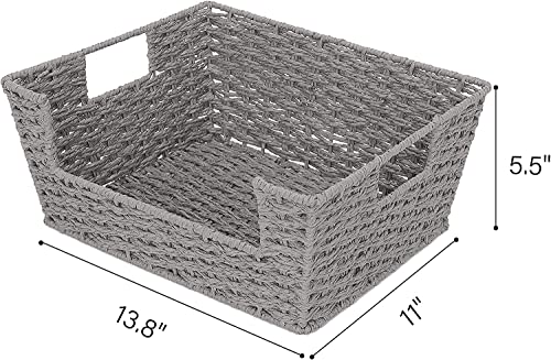 StorageWorks Rope Paper Pantry Baskets Set, Gray