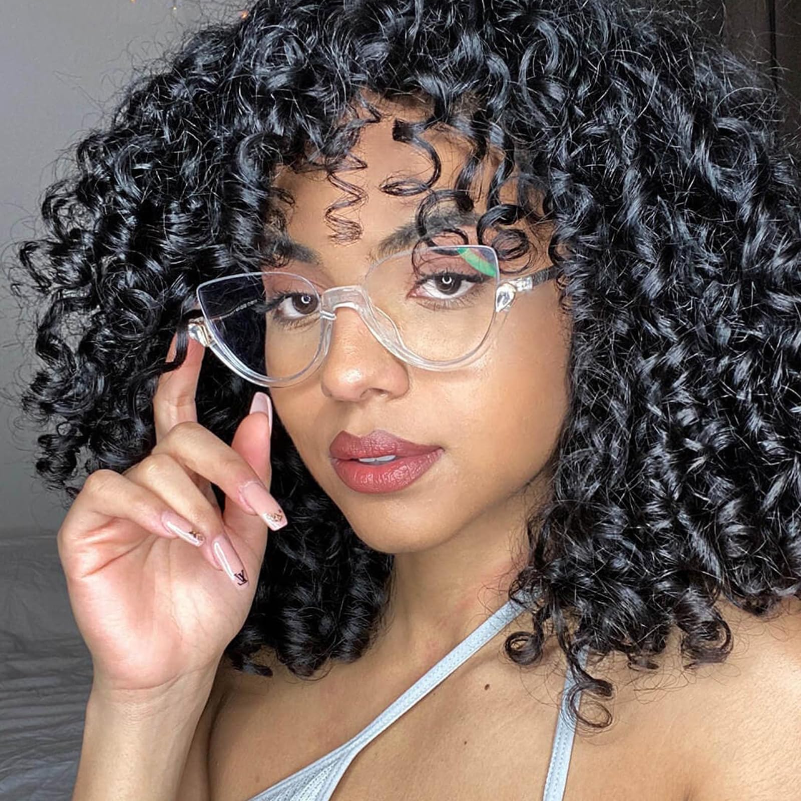 Zeelool Stylish Semi-rimless Cat Eye Glasses Frame for Women with Non-prescription Clear Lens Felicia VHP0189-01 Crystal
