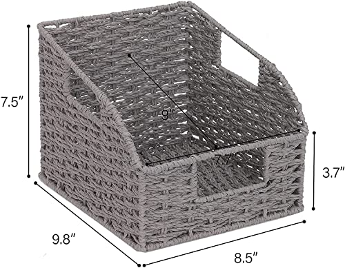 StorageWorks Rope Paper Pantry Baskets Set, Gray