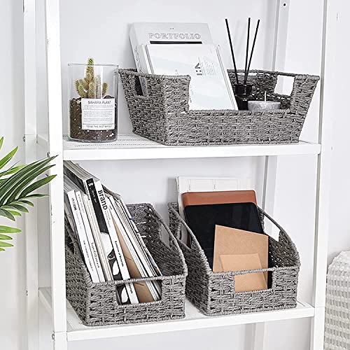 StorageWorks Rope Paper Pantry Baskets Set, Gray