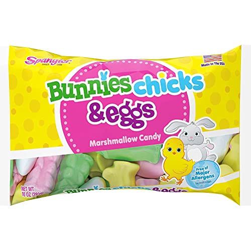 Spangler Marshmallow Bunnies, Chicks and Eggs Candy 4-oz.| Tootsie Roll Eggs 3.5 oz. Bags Packaged in Soko Smiles Box
