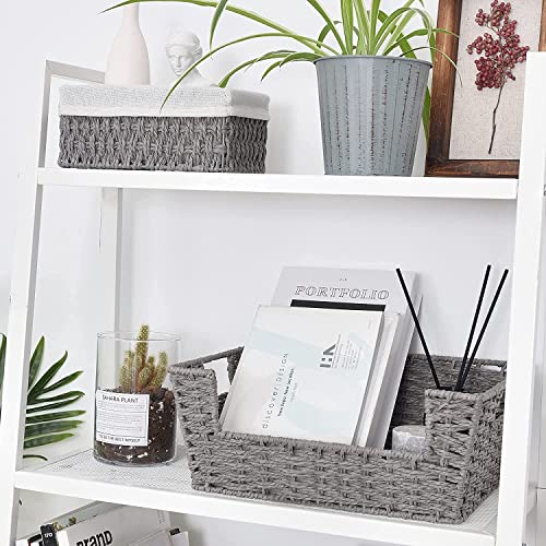 StorageWorks Rope Paper Pantry Baskets Set, Gray