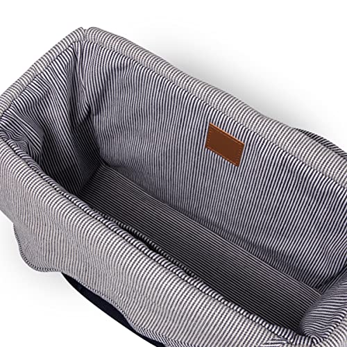 PICNIC TIME - Parisian Picnic Basket - Seagrass Picnic Basket, (Beige with Navy Blue Accents)