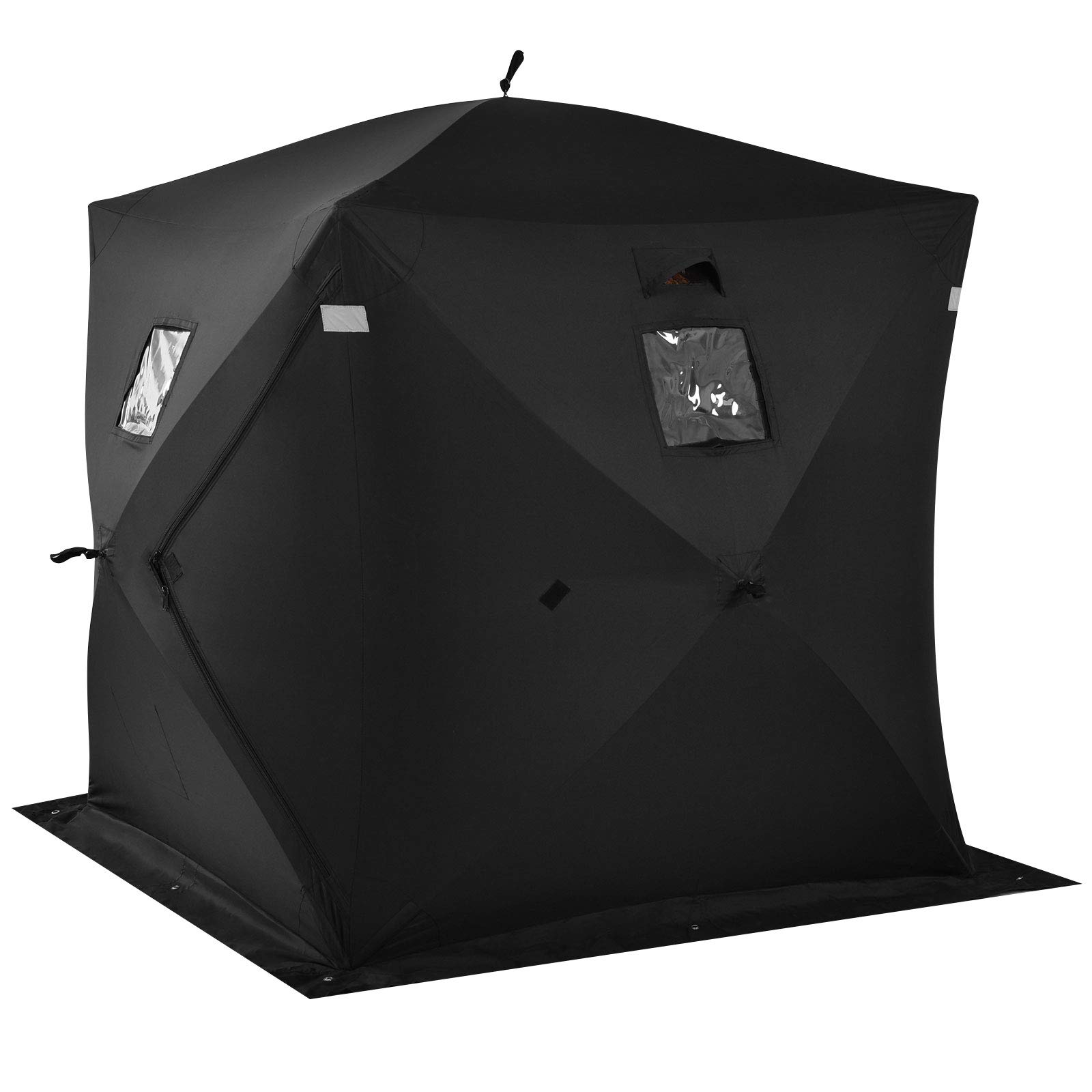 Gymax Ice Shelter, Pop-up Waterproof Fishing Tent 2-Person Portable Ice Tent with Detachable Windows, Zippered Door & Carry Bag