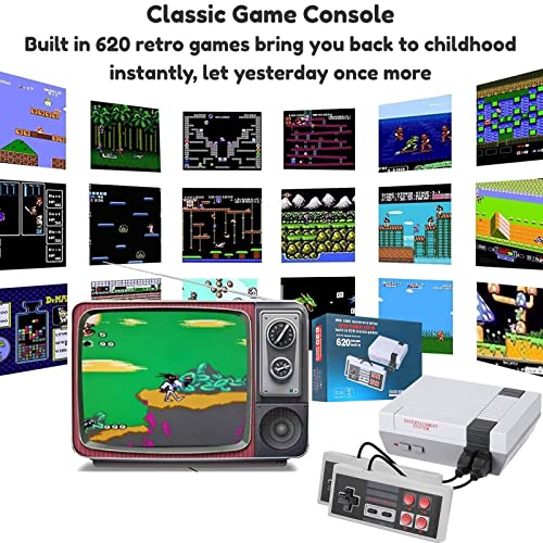 Retro Classic Game Console,Classic Video Games System Built-in 620 Games and 2 Classic Edition Controllers,Av Output Plug and Play,Retro Toys