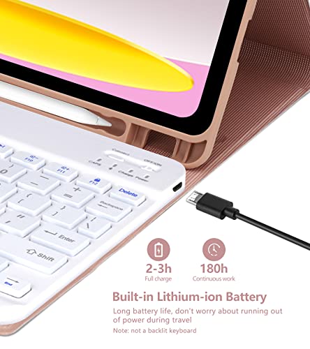 Keyboard Case for iPad 10th Generation 10.9 inch (2022) - Smart Keyboard for iPad 10th Generation, Removable Bluetooth Keyboard - Auto Sleep/Wake Up Folio Cover, Cute Case, Pink