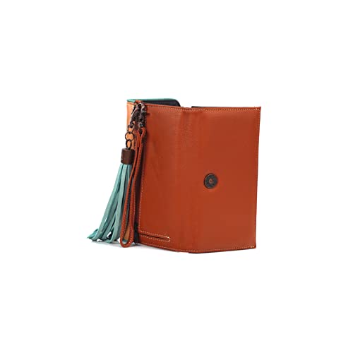 ARIAT LORELEI CLUTCH WALLET CALF HAIR TOOLED TAN