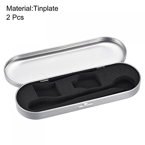 uxcell Metal Tin Box, 2pcs 6.89" x 2.36" x 0.71" Rectangular Empty Tinplate Storage Containers with Hinged Lids